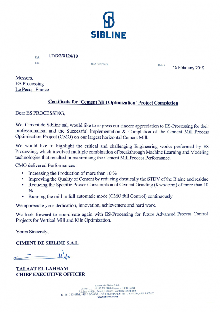 ES Processing | Sibline Cement Mill Optimization